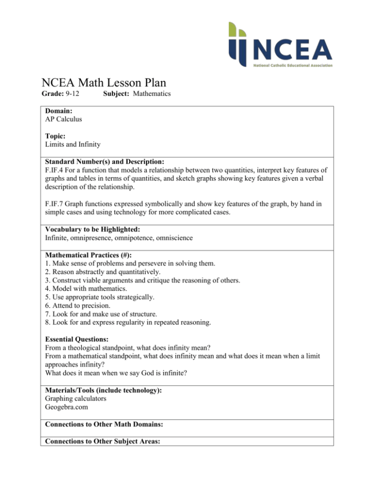 NCEA Math Lesson Plan Grade 9 12 Subject Mathematics Domain