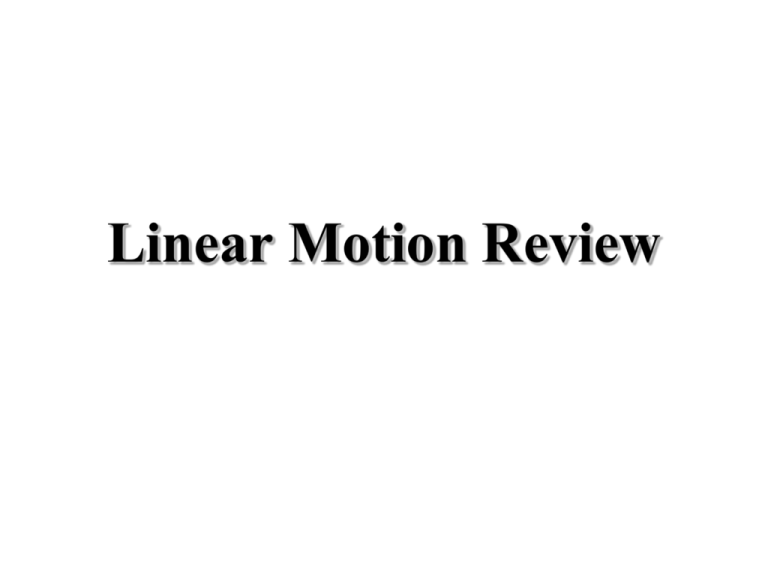 Linear Motion Review Linear Motion Review