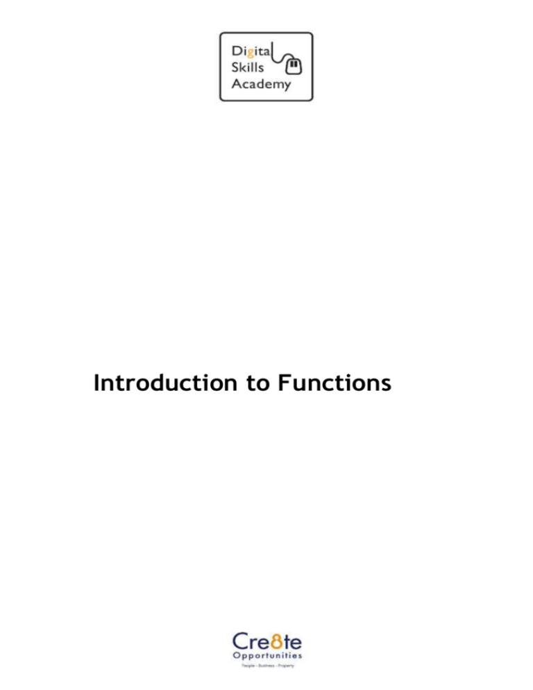 Introduction To Functions