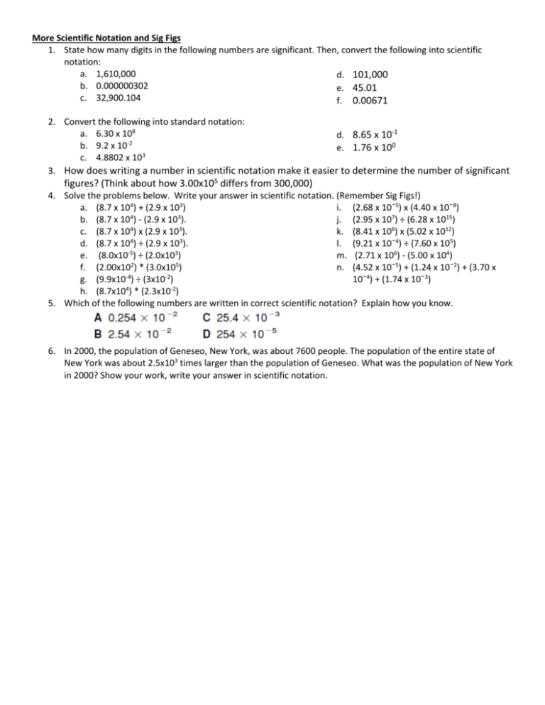 Scientific Notation Practice