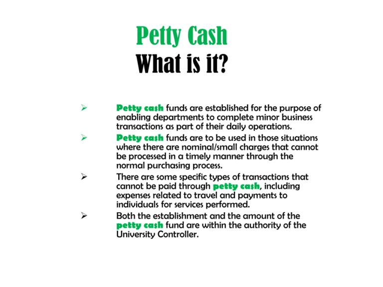 Petty Cash What Is It University Of South Florida Petty Cash What Is It University Of South Florida