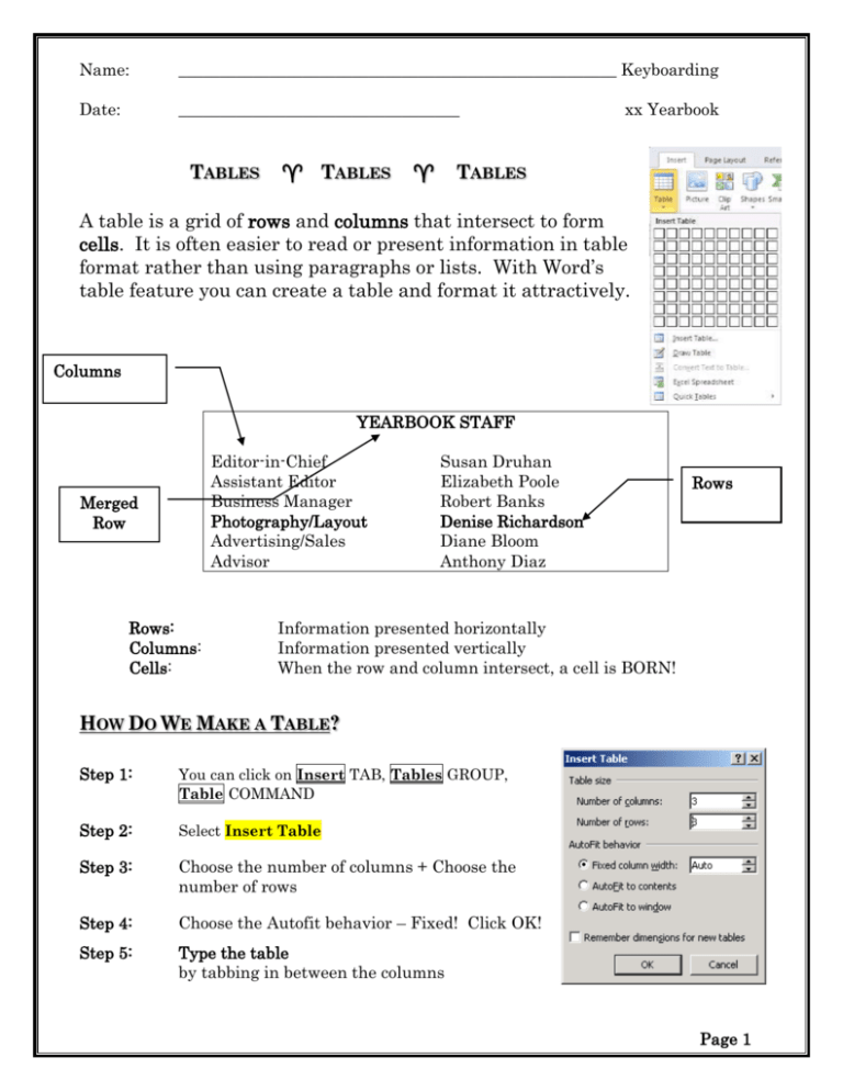 Tables Autofit To Contents
