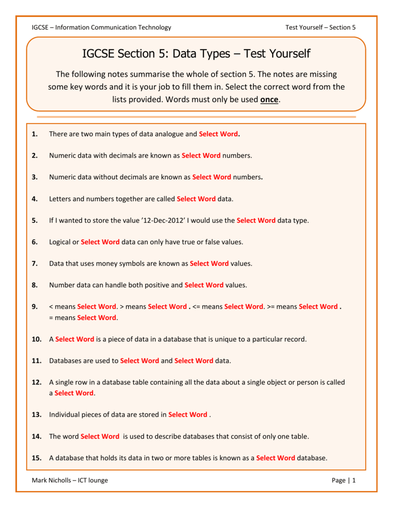 Fill In The Blanks