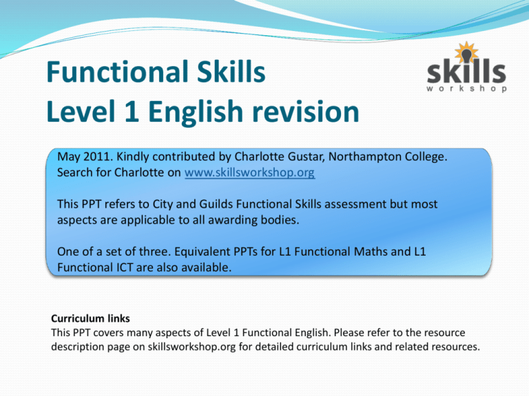L1 Functional English Revision