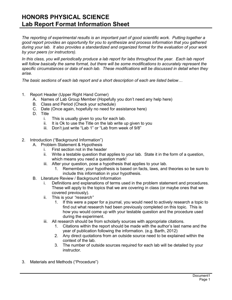  Materials And Methods Lab Report Example Examples Parts Of A 