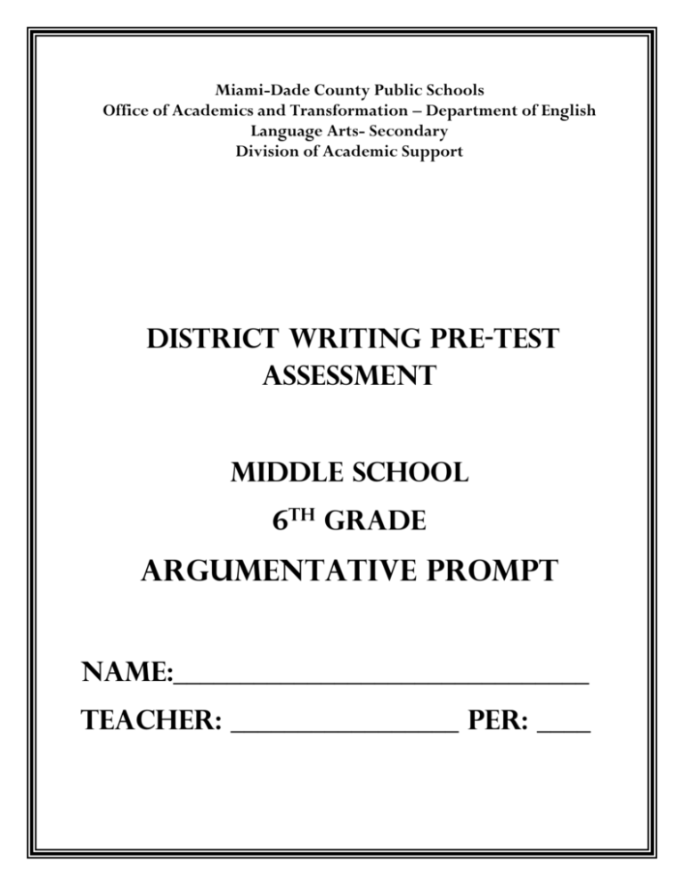 Grade 6 Argumentative Language Arts And Reading Miami Grade 6 Argumentative Language Arts And Reading Miami