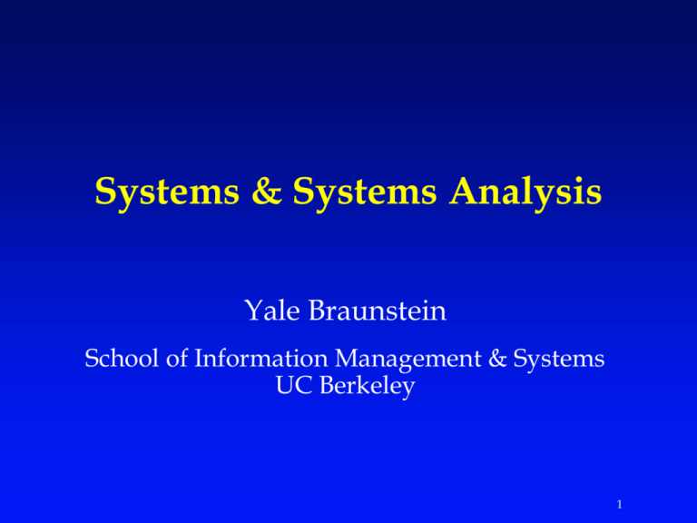 Systems Systems Analysis
