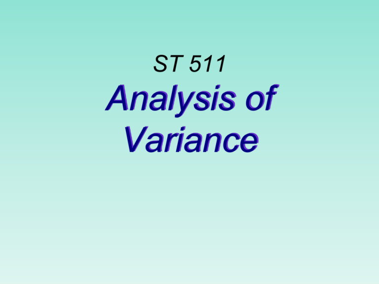 One Way Analysis Of Variance