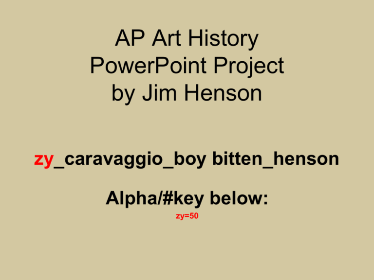 Art History PowerPoint Project Artist List