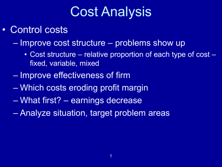 3 Cost Analysis 3 Cost Analysis