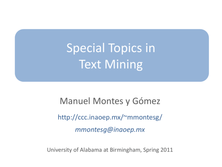 Special Topics On Information Retrieval