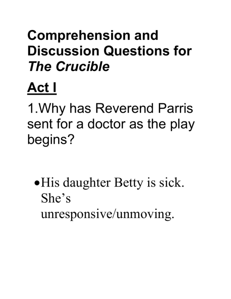 Comprehension Discussion Questions Completed