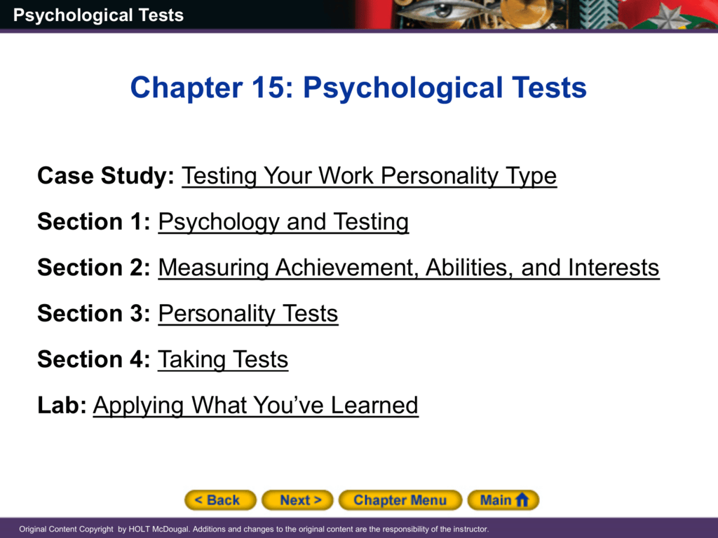 Chapter 15 Psychological Tests