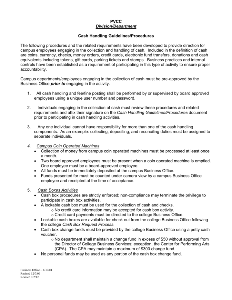 Restaurant Cash Handling Policy Template
