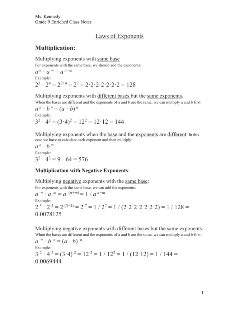 Multiplying Exponents With Same Base