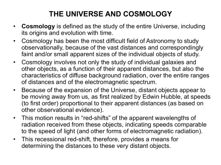 The Universe And Cosmology Howard University Physics