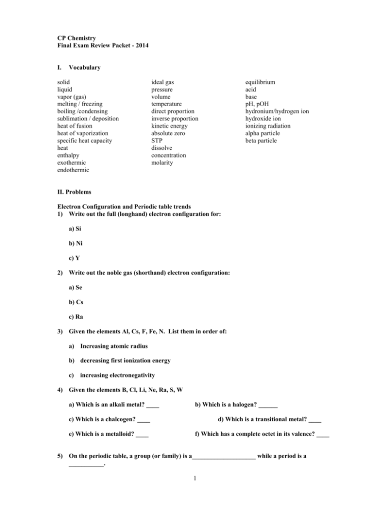 Final Exam Review Packet
