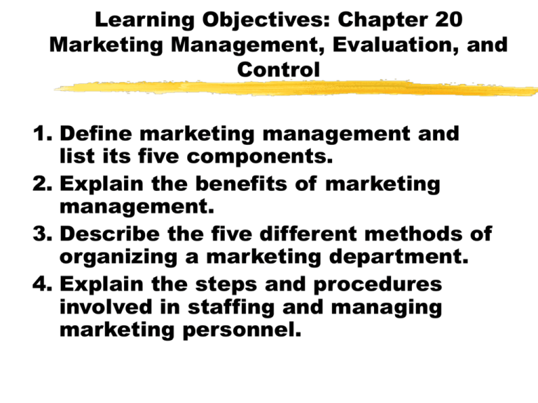 Chapter 20 Marketing Management Evaluation And Control
