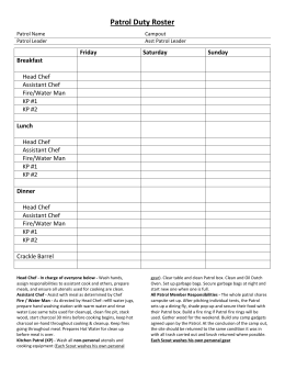 Troop 226 Wildcat Patrol Camping Duty Roster