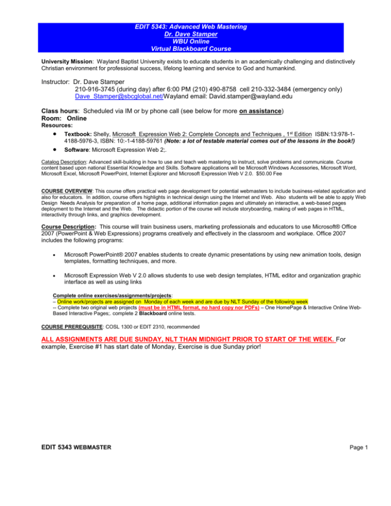 Blackboard Lesson Notes Chapter 4 HOMEWORK READING