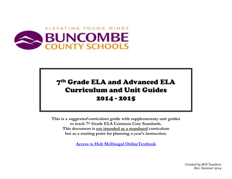 7th Grade Curriculum Unit Guides