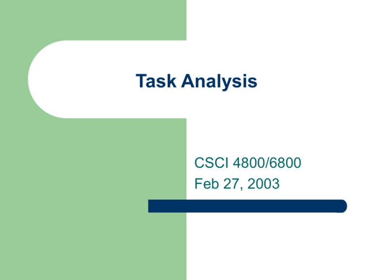 Task Analysis