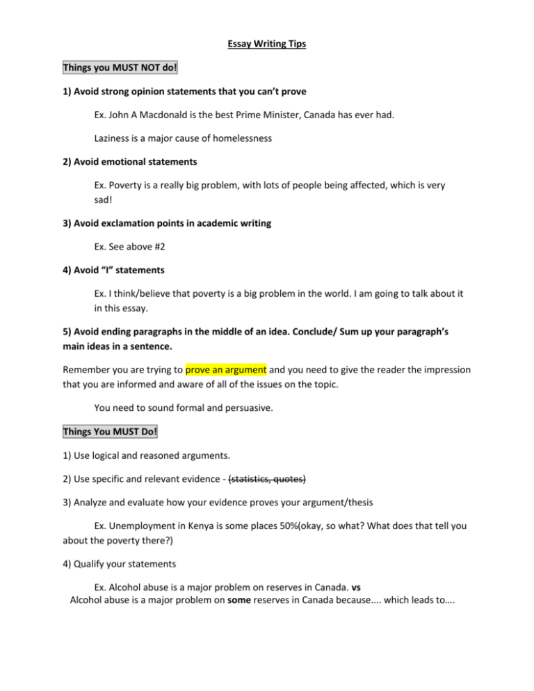 Essay Writing Tips