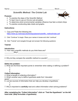 Scientific Method: The Cricket Lab