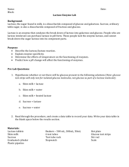 Lactase Enzyme Lab