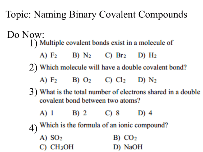 Naming Covalent Compounds