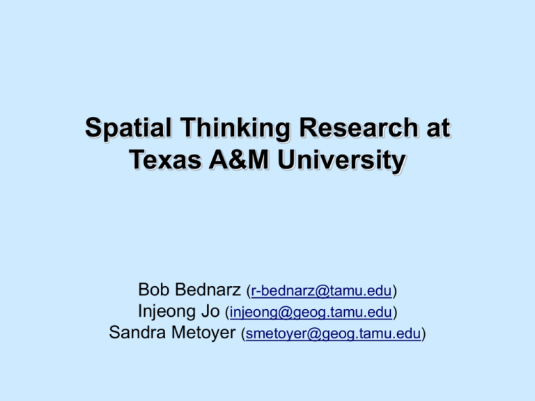 Spatial Thinking Research At Texas A M University
