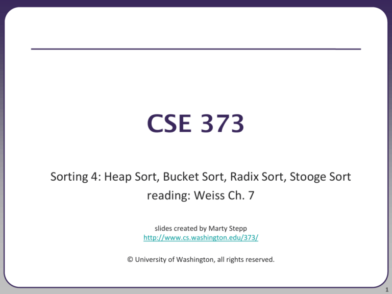 CSE 331 Lecture Slides - University of Washington CSE 331 Lecture Slides - University of Washington