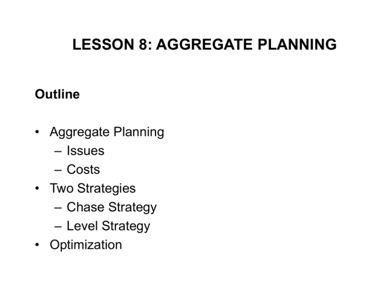 Costs In Aggregate Planning