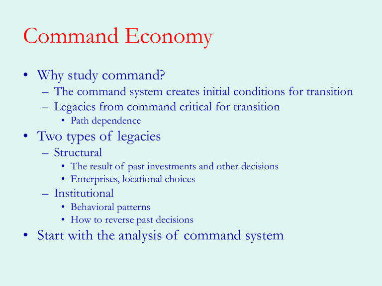 Command Economy Command Economy
