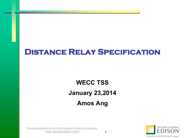 Distance Relay Specification - WECC TSS