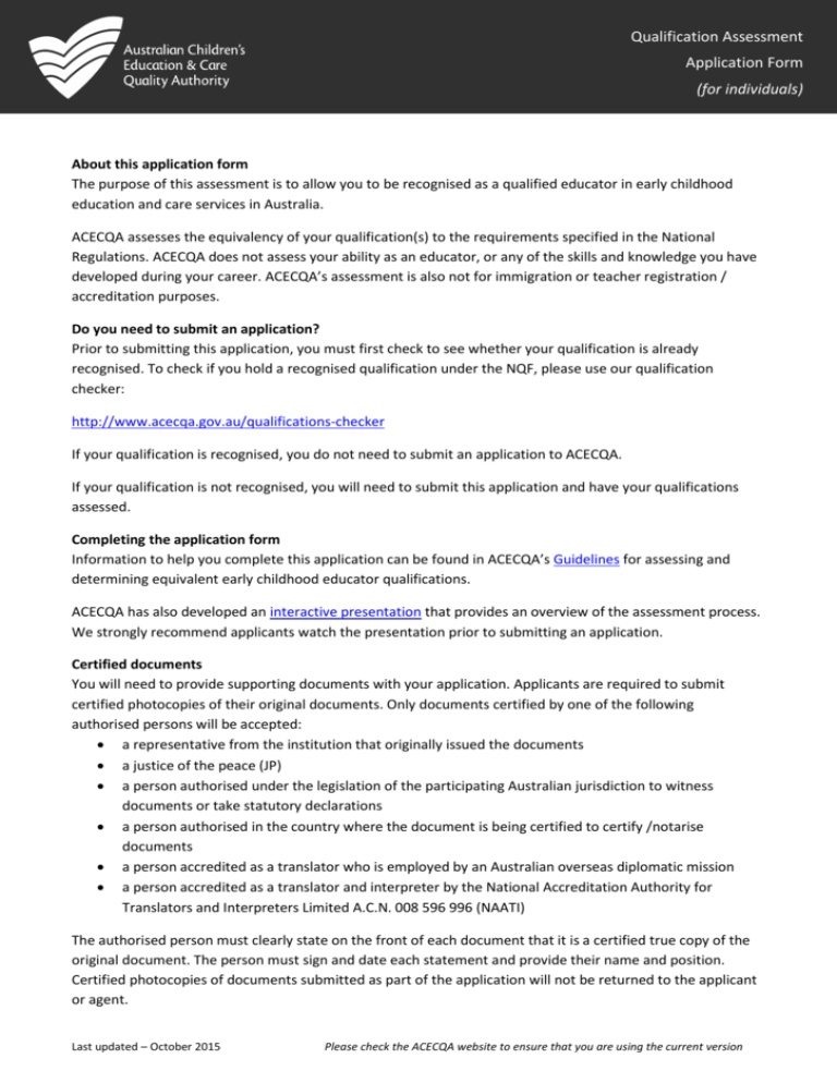 Early Childhood Qualifications Early Childhood Qualifications