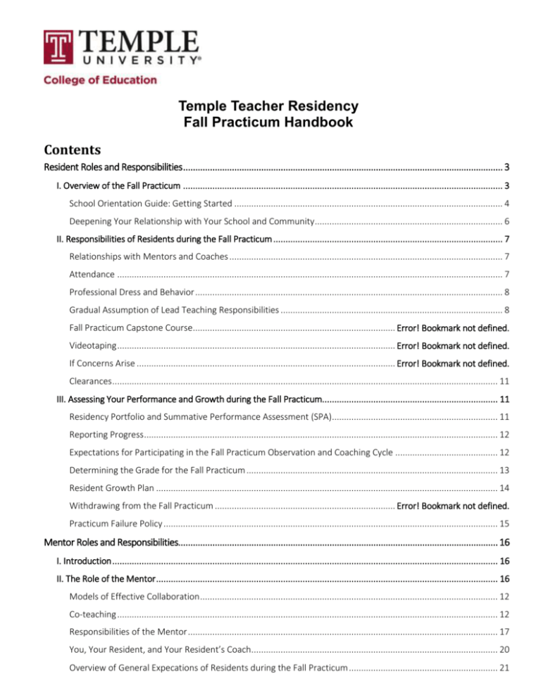 Student Teaching Handbook: - Temple University College of