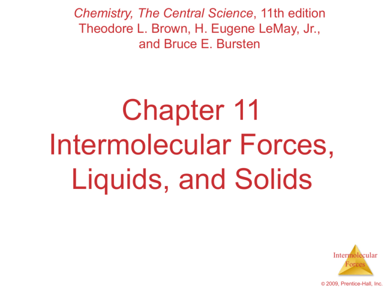 Chapter 11 Intermolecular Forces Chapter 11 Intermolecular Forces