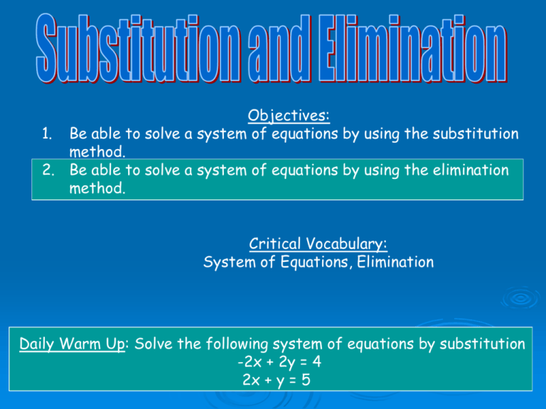 Solving Systems Of Equations Using Elimination