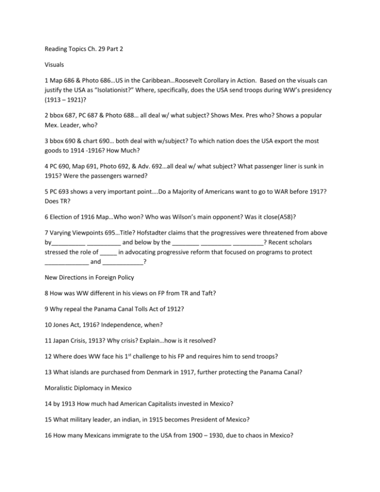 Reading Topics Ch 29 Part 2 Visuals 1 Map 686 Photo 686 US Reading Topics Ch 29 Part 2 Visuals 1 Map 686 Photo 686 US