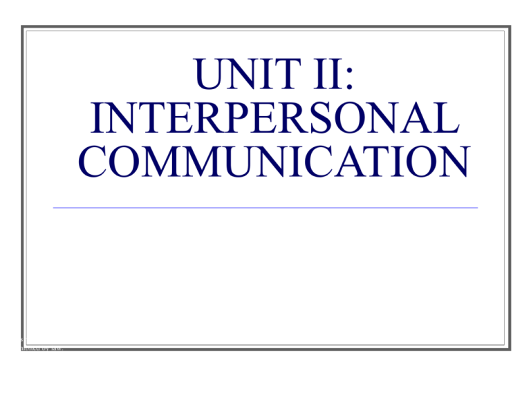 Interpersonal Communication