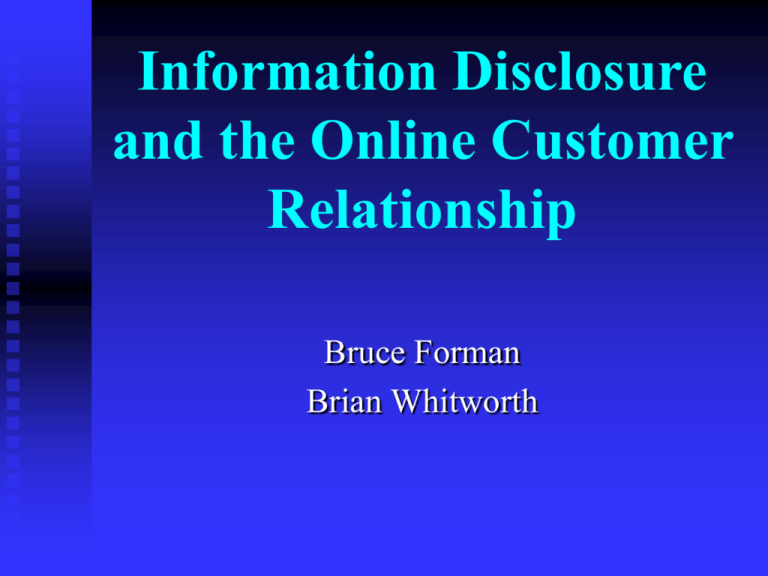 Information Disclosure And The Online Customer
