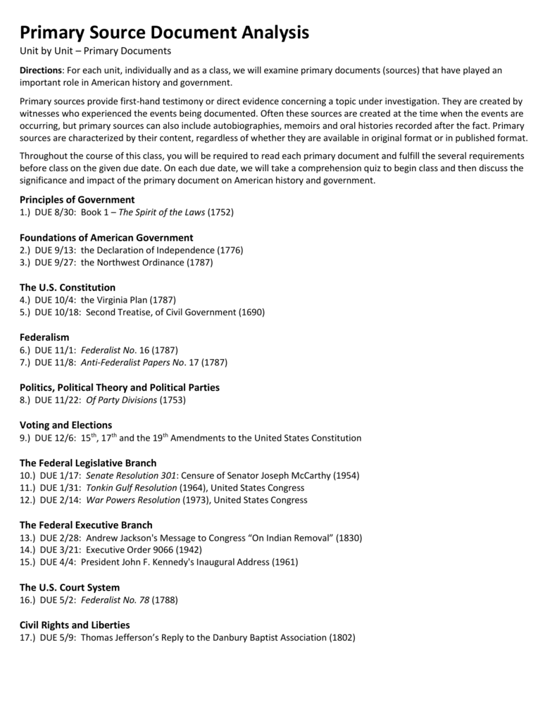 Primary Source Document Analysis