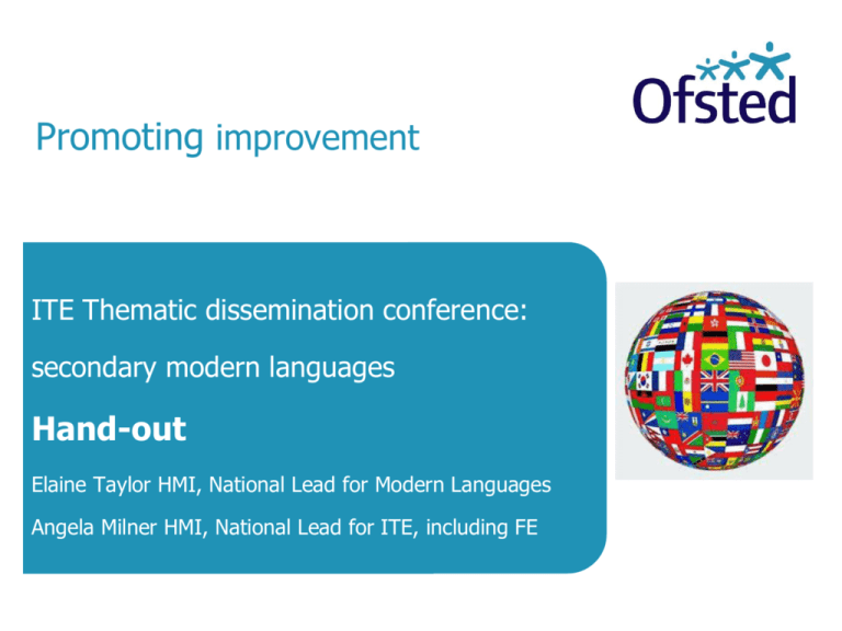 Promoting Improvement In Initial Teacher Education ITE Promoting Improvement In Initial Teacher Education ITE