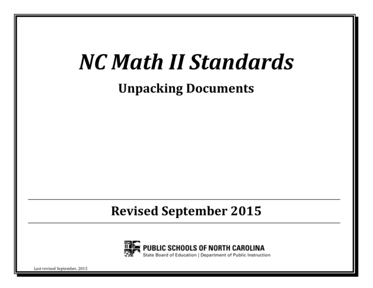 C Math II Unpacking Updated 11 2015
