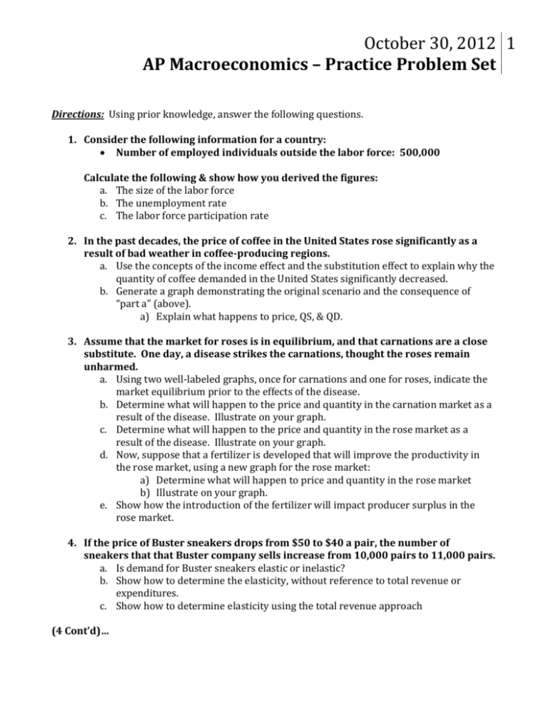 AP Macroeconomics Practice Problem Set
