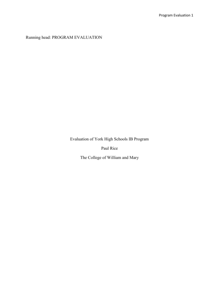 Program Evaluation Paper