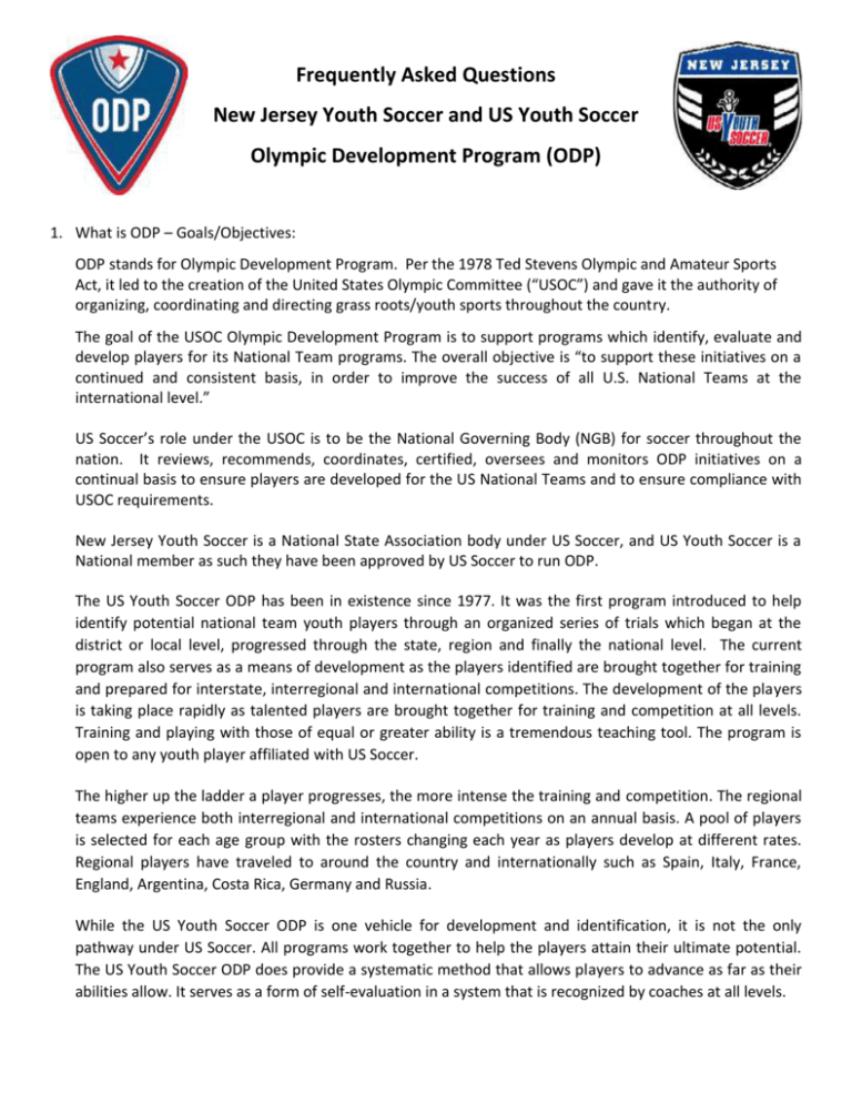 NJ Youth Soccer ODP: FAQs & Program Details