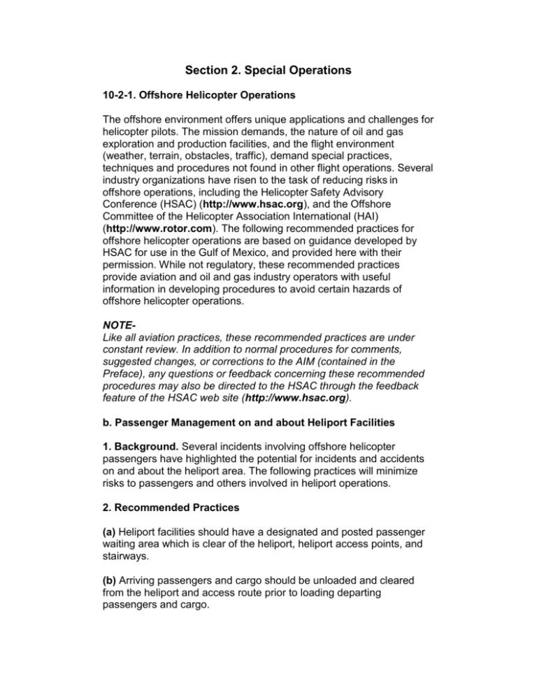 Helicopter Operations on Offshore