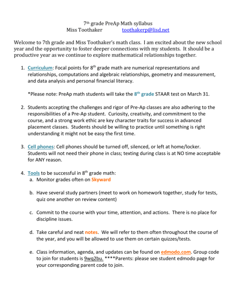 7th PreAp Syllabus